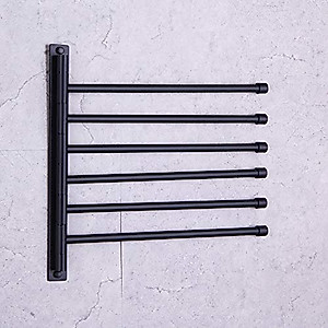 GERZWY Bathroom Swing Arm Towel Bars Wall Mount Bath Towel Rack with 6 Arms Hanger Towel Holder Organizer SUS 304 Stainless Steel Matte Black HYG06-BK