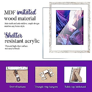 TWING Rustic Picture Frames 11x14 Set of 3, Distressed White Large Gallery Wall Frame Set Display Photos 8 x 10 with Mat or 11 x 14 without Mat Wall Mounting Display Composite Wood