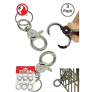 1321 Pack 3 Key, Claw, Feeding, Door, Cage, Lock, Chain, Ring, Bonka Bird Toys, Craft, Clip, Parrot, Hanging, Dog, cat, Parrot, Conure, Accessory, Part