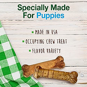 Nylabone Healthy Edibles Natural Puppy Treats Variety Pack - Puppy Supplies - Roast Beef, Bacon, Turkey & Apple Flavors, X-Small/Petite (3 Count)