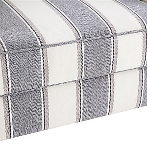 HUIMO Printed Accent Chair Upholstered Linen Fabric Living Room Chair with Rivet Comfy Armchair with Hold up to 300lb Capacity Reading Sofa Chair for Bedroom, Study (1, Wide Stripe Grey)