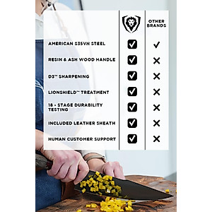 Dalstrong Chef Knife - 9.5 inch - Spartan Ghost Series - Premium American Forged S35VN Powdered Steel - Razor Sharp Kitchen Knife - Chef's Knife - Maple & Red Resin Handle - Sheath