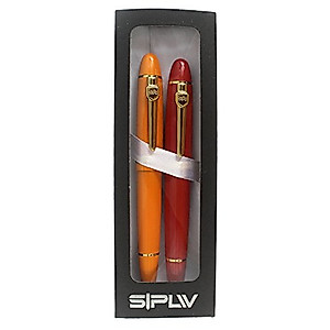 Sipliv 2PCS Jinhao Big Heavy 159 Rollerball Pen, Gold Trim, Red & Orange
