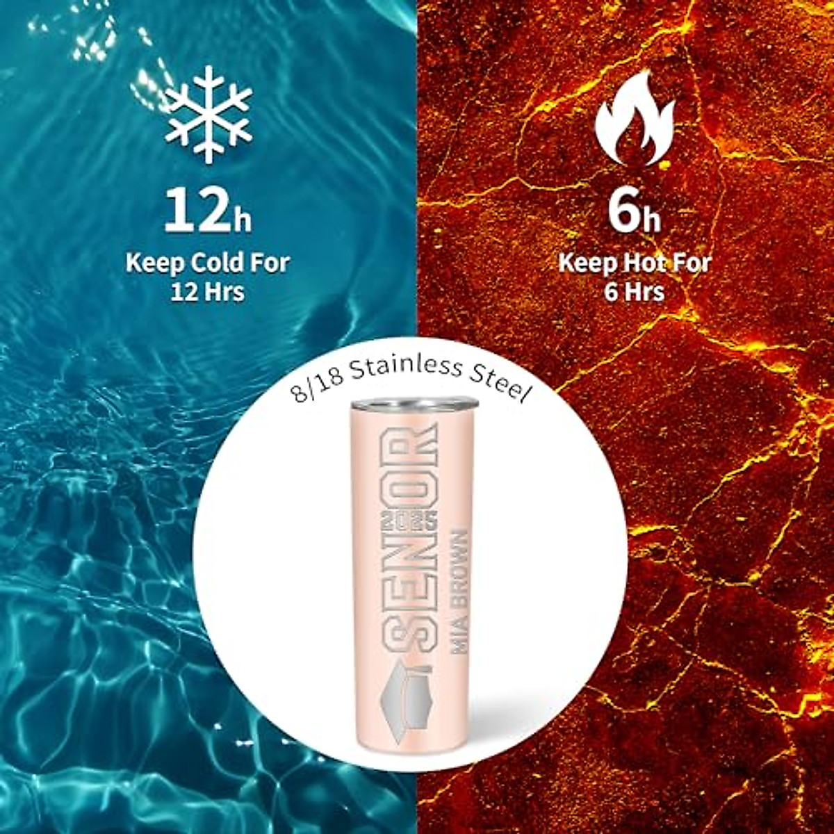 Personalized Graduation Tumbler Graduation Gifts for Her Him Custom Senior 2025 Tumbler with Name Class of 2025 Gift Senior 2025 Tumbler with Lids and Straws Senior Night Gifts 20 oz Insulated Cup