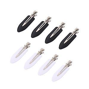 AMMON Hair Clips Set - 8 Pcs No Bend, No Crease Creaseless Clips for Salon Styling, Flat Makeup Clips for Women and Girls (4 Black, 4 White)