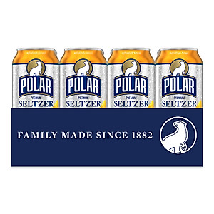 Polar Seltzer Water Orange Vanilla, 12 fl oz cans, 24 pack