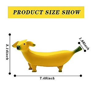 Cute Banana Dog Garden Statues, Banana Dog Sculpture Funny Dog Statues Banana Puppy Resin Statue Standing Dog Animals Statue Garden Art Sculpture Ornaments for Home Outdoor Garden