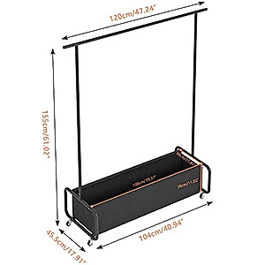 Boeeoan Clothes Rack With Large Storage Bag, Clothes Organizer Stand on Wheels, 2-in-1 Freestanding Garment Rack, Rolling Clothes Storage Cart, Coat Rack, for Bedroom, Laundry Room, Living-room, Black