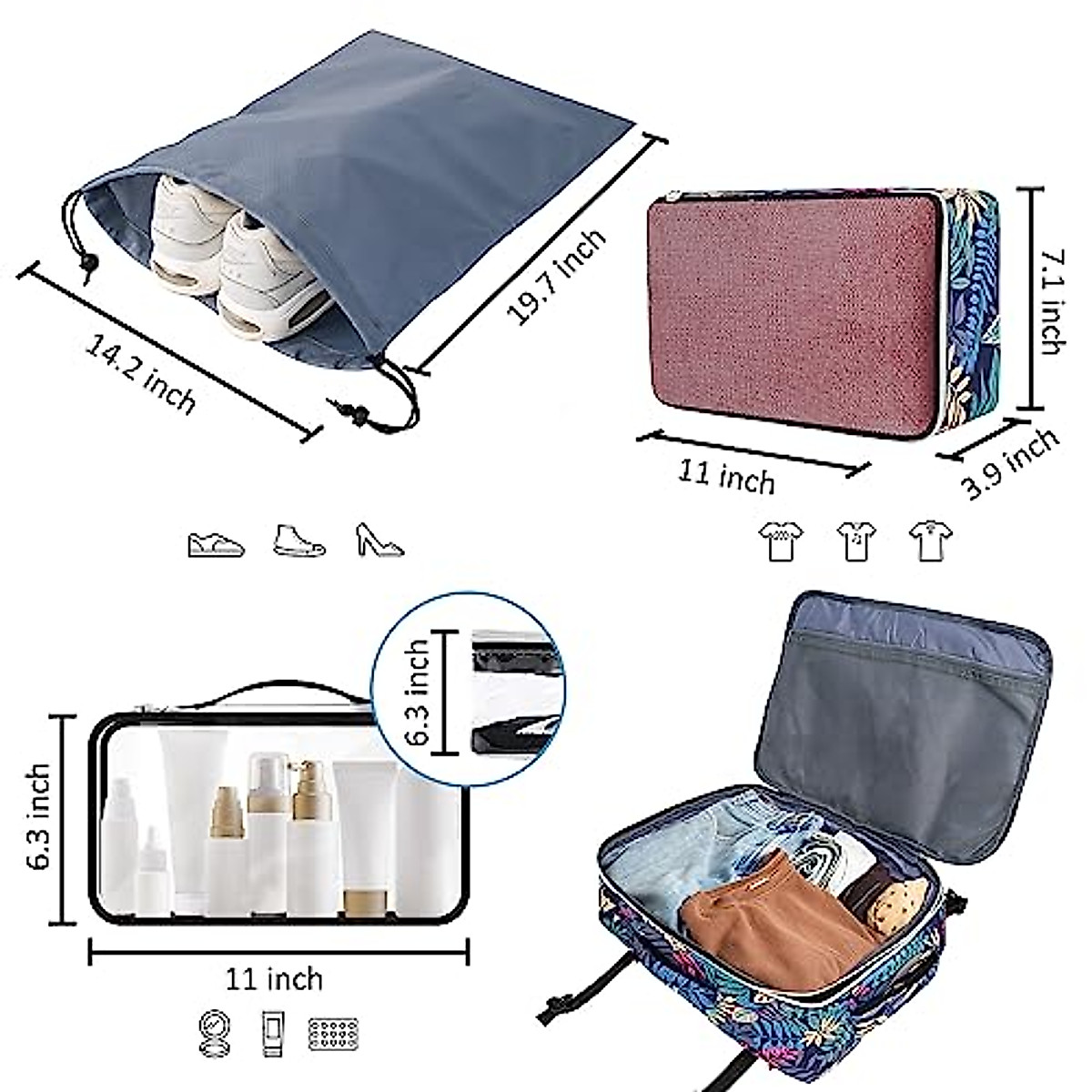 HXLGMD Carry on Backpack, 40L Flight Approved Travel Backpack with 3 Packing Bags, Expandable TSA Luggage Suitcase Backpack Overnight Weekender Daypack for Business College Hiking 15.6 inch Laptop