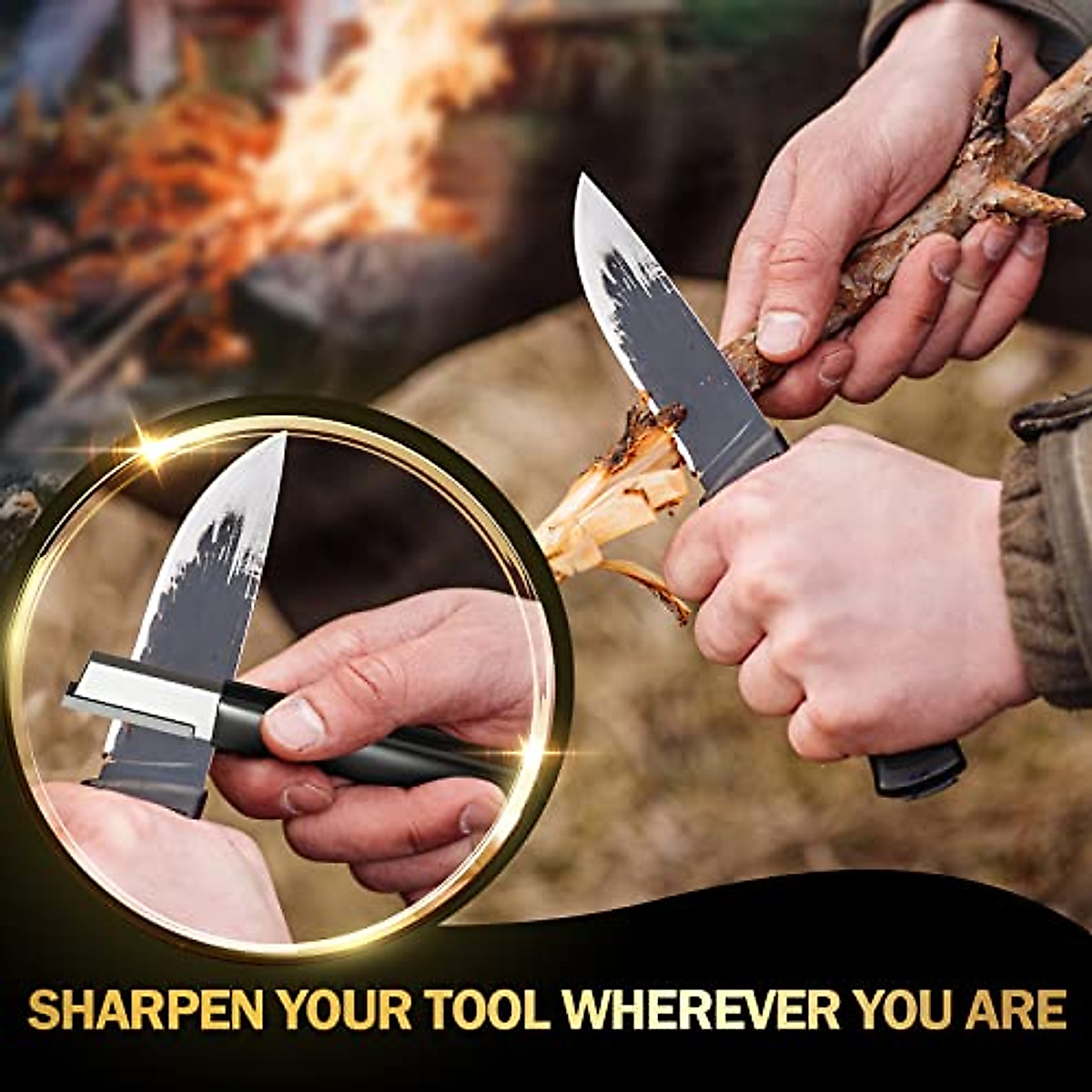 Knife Sharpener Blade Sharpening Whetstone: Pocket Sharpen Garden Tool Shears Scissors Knives Pruner Portable Knife Sharpener & Stocking Stuffers for Men Keychain Multitool - Key Shaped Pocket EDC Too