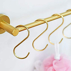 BAEYAR Brass S Hook, Gold Hook, S-Shaped Hook, Suitable for Bathroom, Closet, Kitchen, Flower Basket, Outdoor S-Shaped Hook, S-Shaped Brass Hook Recommended by WongWin. 4 Pieces