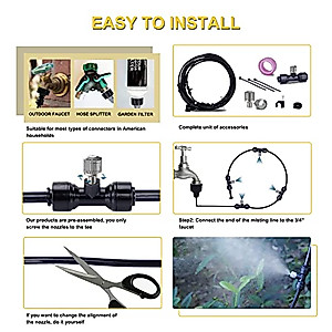 Fogland Outdoor Misting System: Portable Misting System 32.8FT Misting Cooling System with 10pcs 0.016" Orifice Thread Stainless Steel Misting Nozzle for Patio Fan Umbrella