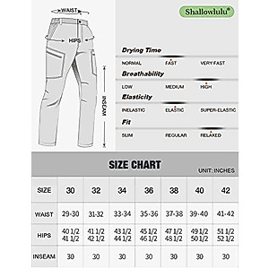 Shallowlulu Men's Cargo Hiking Pants Quick Dry Lightweight Waterproof Fishing Pants for Men with Multi Pockets for Camping Travel Work(Stone Khaki 32W/30L)