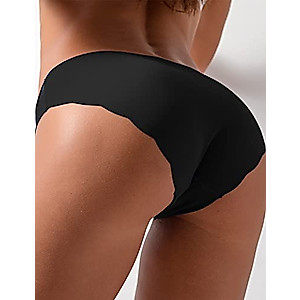 Kiench Teens Girls Seamless Underwear No Show Bikini Panties Tagless 6-Pack US XL / Size 22 / 16-18 Years / Women Panty Size 7, Black & Beige