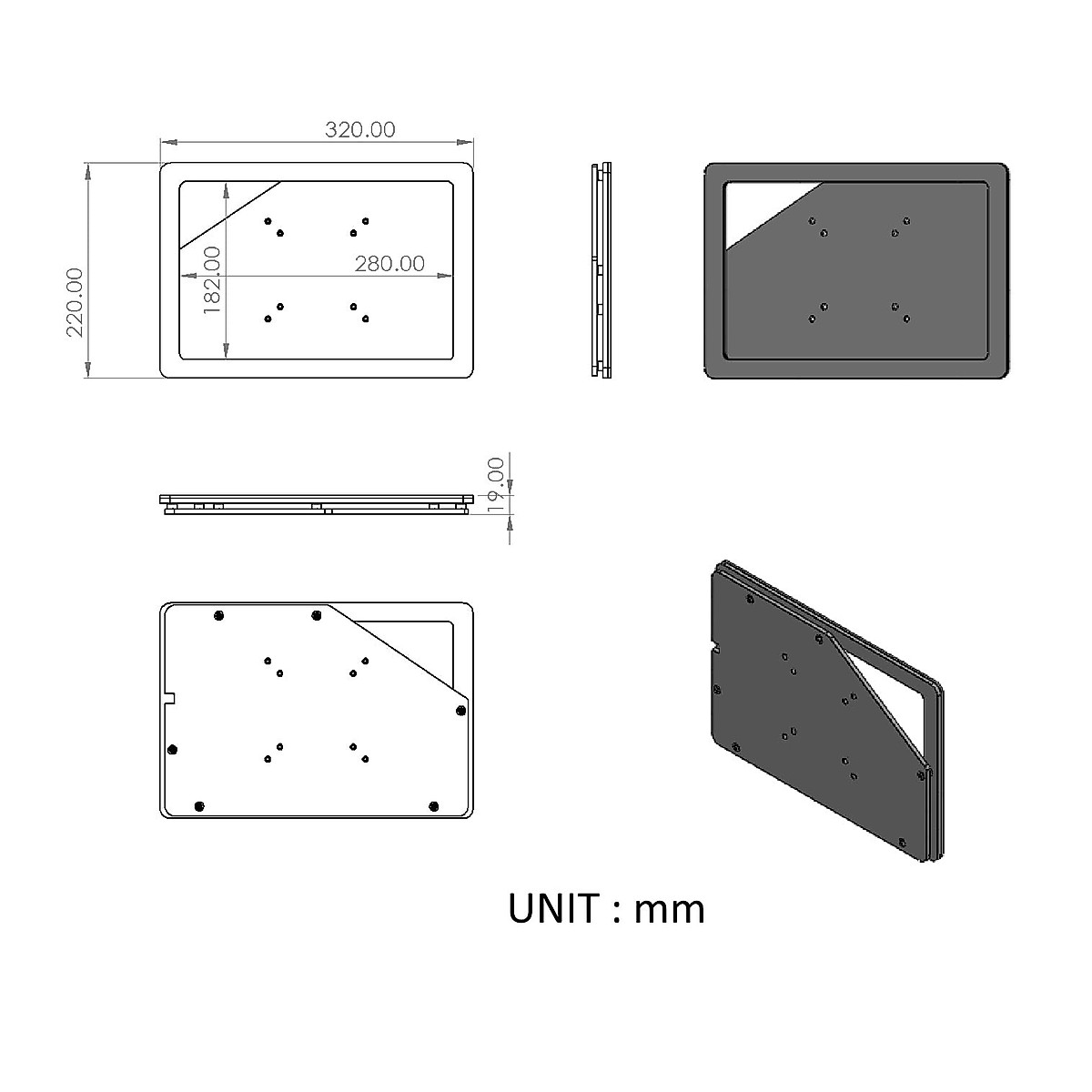 TABcare Security Anti-Theft Acrylic VESA Enclosure for Samsung Galaxy TAB S9+ S8+ S7+ 12.4, S7 FE & S9 FE+ with Wall Mount Kit (Black, TAB S9+ S8+ S7+ S7 FE S9 FE+ 12.4)