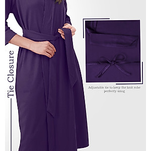 NY Threads Women's Robe Long Knit Bathrobe 3/4 Sleeves Soft Kimono Lightweight Loungewear, XX-Large, Royal Purple