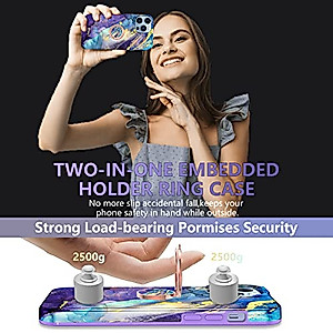 Rancase Compatible with iPhone 13 Pro Max Case with Ring Stand [360°Rotatable Ring Holder] Durable Marble Shockproof Kickstand TPU Slim Bumper Girls Case for iPhone 13 Pro Max 6.7 inch,Purple