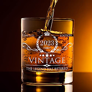 AOZITA Retirement Gifts for Men 2023 Whiskey Glass - The Legend Has Retired 2023 - Limited Edition Retirement Gifts Idea for Coworkers, Friends, Him/Her - Retirement Party Decorations Supply