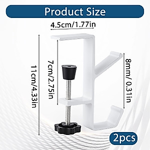 Lusofie 2Pcs Desk Clamp Metal Desk Hook Headphone Holder Desk Table Clamp Backpack Hook for Desk Adjustable Desk Headphone Hanger Hook