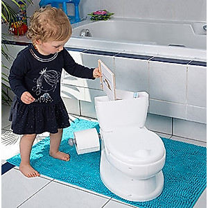 Toylet Potty Training Toilet Seat | Toddler Potty Training with Comfy Seat Cover, Tank Storage & Paper Roll Holder | Easy to Empty and Clean | Soft & Comfortable Potty Trainer for Boys & Girls (White)