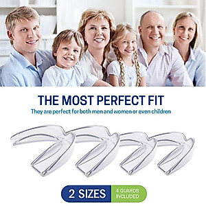 Health Professional Dental Guards – Set of 4，2 Sizes（Adults&Kids） - New Upgraded Anti Grinding Dental Night Guard for Grinding Teeth Clenching Bruxism, Sport Athletic, Whitening Tray