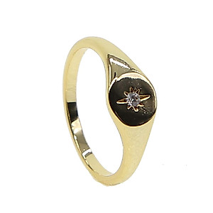 ATJMLADYJEWELRY Simple jewelry Gold plated women finger jewelry star starburst signet ring (7)