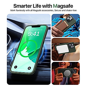 Maozis Strong Magnetic for iPhone 13 Pro Max Case [Compatible with Magsafe][Military Grade Drop Protection] Protective Shockproof Translucent Matte Slim Phone Case for iPhone 13 Pro Max, Army Green