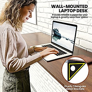 COSTWAY Wall-Mounted Desk, 40” Industrial Floating Computer Desk w/Rubber Wood Table Top & Heavy-Duty Steel Brackets, Space-Saving Home Office Laptop Table, Easy-to-Setup Bar Table for Kitchen