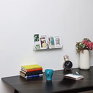 Cq acrylic 4 Pack Acrylic Clear Floating Bookshelf for Kids Room,15" Invisible Wall Mounted Hanging Book Shelves, U Modern Picture Ledge Display Toy Storage Vinyl Record Wall Shelf,Clear