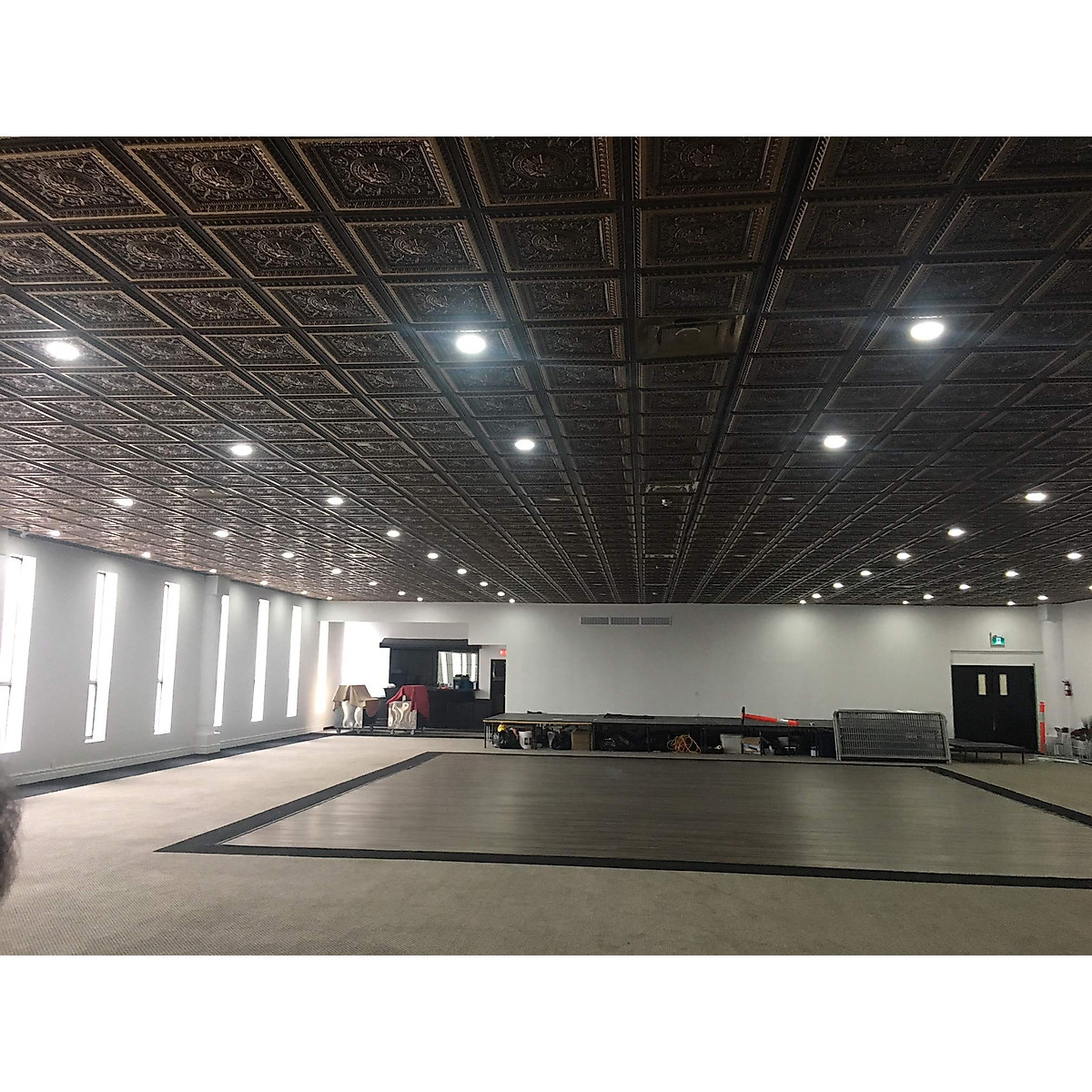 Faux Tin Ceiling Tile for Antique Look Ceiling, 3D Wall Paneling, Backdrop. Easy Glue up/Drop in Installation. Pack of 25 (2'X2') Decorative Ceiling Tiles in Antique Gold (~ 100 sq.ft). MDL#223AG