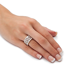 PalmBeach Yellow Gold-plated Genuine Diamond Accent Greek Key Ring Sizes 6-10 Size 7