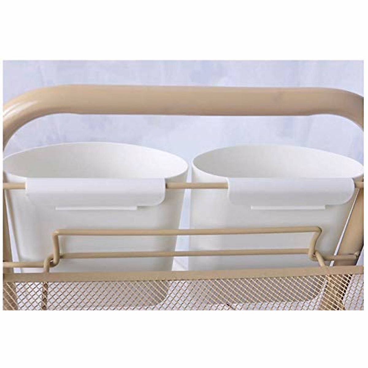 4Pcs Hanging Cup Holder,Rolling Cart Accessories Utility cart Accessories Hanging Bins,Hanging Flower Pots,Space Saver,Storage Bucket Desktop Container,Make Up Pencil Holder (White-1)