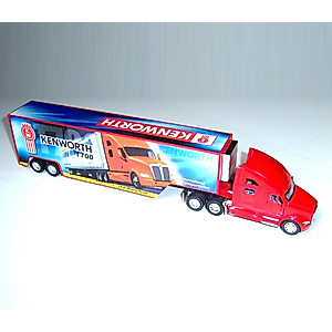 KiNSMART Kenworth T700 Semi Truck Container 13" 1:68 Scale Die Cast Metal Model Toy SetOf4 Blue Red White Black