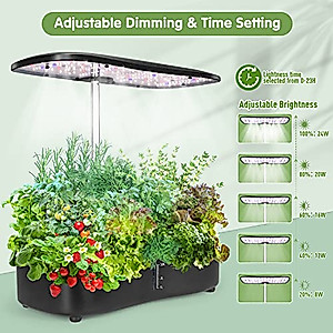 Hydroponics Growing System, Indoor Gardening System with LED Grow Light, 12 Pods Plant Germination Kit with Quiet Pump, Height Adjustable Indoor Grow Kit Countertop Garden Automatic Timer Black