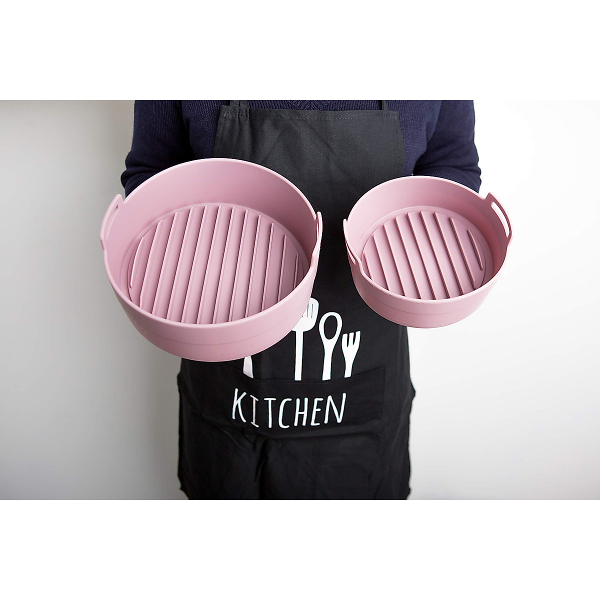 100% Platinum Silicone Pot for Air Fryer and Microwave (Pink, X-Large (Diameter 8.7 in))