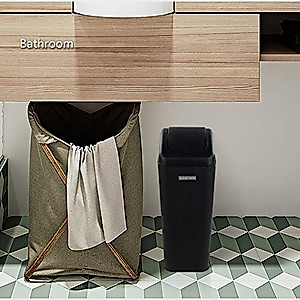 Jandson Black Swing Trash Can, Slim Trash Bin for Narrow Space, 14 Liter, F