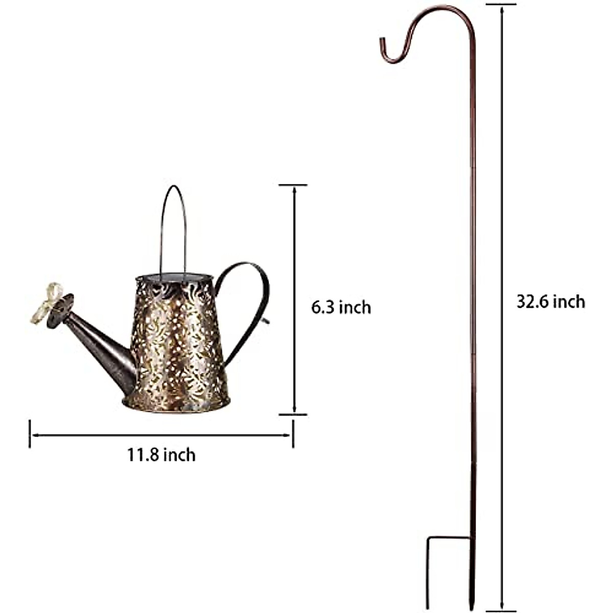 Garden Decor Solar Lights Outdoor Watering Can Decoration Hanging Lantern Waterproof for Lawn Patio Garden Courtyard Table Yard Pathway Walkway Outdoor Gardening Gifts, Warm White LED (Large)