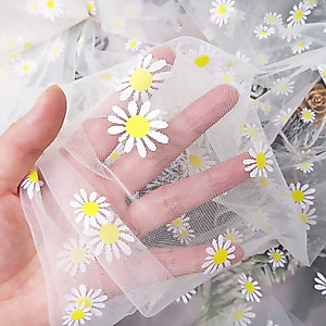 Honbay 1.6 x 2yard Daisy Tulle Net Yarn for Background Decoration or DIY Crafts Making