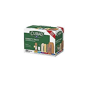 Curad Assorted Bandages Variety Pack 300 Pieces, Including Antibacterial, Heavy Duty, Fabric, and Waterproof Bandages
