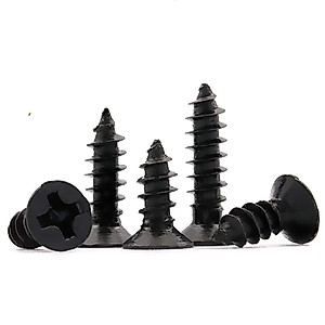 KIRANDY 100pcs Self Tapping Screws M1.7 M2 M2.3 M2.6 M3 Laptop Screws Computer Screws Small Pan Head Black Carbon Steel (Color : 5mm, Size : M2.3)