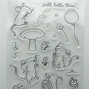 DzIxY Strawberry Mouse Clear Stamps and Metal Cutting Dies Sets for Card Making Scrapbooking Paper Supplies Silicone Seals Storage Pockets