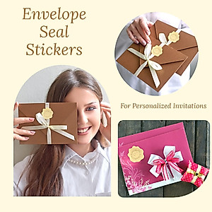 PigPotParty 500 PCS Gold Embossed Wax Seal-Like (Heart) Envelope Seal, Foil Love Stickers for Valentine Day/Wedding/Bridal Shower Invitations-Thank You Greeting Cards-Party Favors, Self-Adhesive