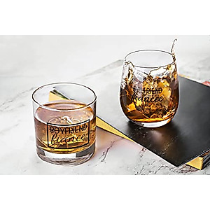 ZUUO Boyfriend and Girlfriend 11 oz Wine Whiskey Glass Gift Set - Engagement Gifts for Couples Fiance Fiancee Him Her His Hers Glasses Mr Mrs Bride Groom, 2 Piece