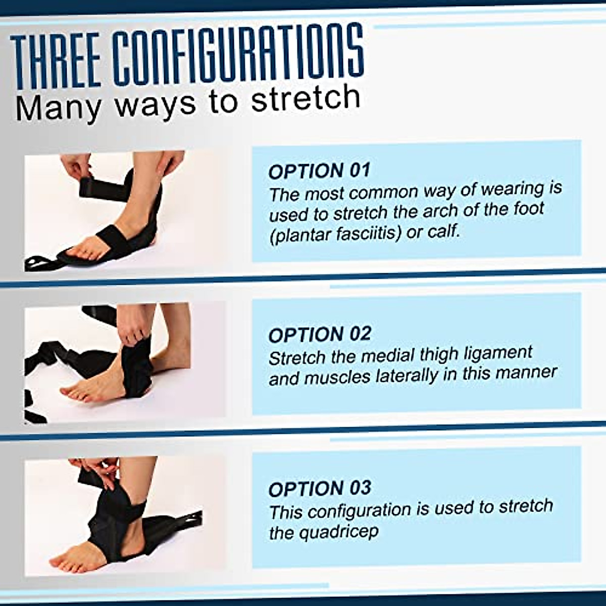 WANYIDA Foot and Calf Stretcher for Plantar Fasciitis, Achilles Tendonitis, Heel Spurs, Drop Foot. Yoga Stretching Strap for Leg, Thigh and Hamstring (Black)