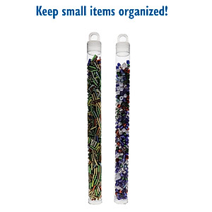 The Beadsmith Clear Plastic Tubes - 6-Inch-Long Round Tubes, 9/16 Inches in Diameter - Friction Hanging Caps - Use for Beads, Bath Salts, Wedding & Party Favors, Home or Office Storage - Bag of 100