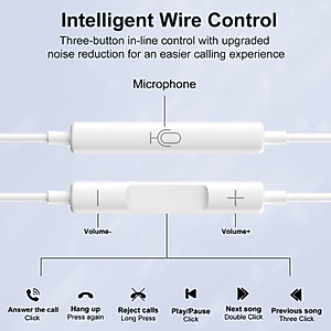 2 Pack-iPhone Earbuds/iPhone Headphones/Wired Earphones/Lightning Headsets【MFi Certified】(Built-in Microphone & Volume Control) Compatible with iPhone 14/13/12/11/XS/X/8/7 Support All iOS System