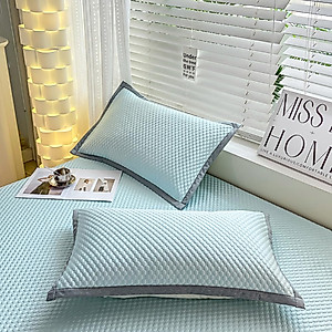 ZIQINPSQ Cooling Mattress Topper Set with Pillowcase Good Heat Conduction Sleeping Mat for Summer Hot Sleepers Breathable & Nonslip Bed Pad (Light Blue, Twin XL)