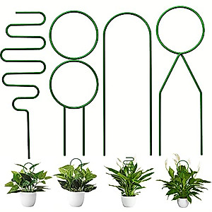 4 Pcs Small Metal Trellis for Potted Plants,Gold Trellis for Climbing Plants Indoor,Mini Trellis for Potted Plant Support Stake House Plant Trellis for Garden Potted,Hoya,Pothos,Flower,Monstera(Green)