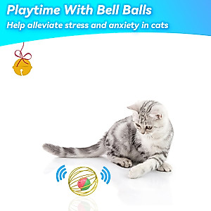 QUVOVID Cat Toys 6 Packs Cat Ball Toys, Metal Cage Balls with Mice & Bells, Cat Toys for Indoor Cats and Kitten, Interactive Cat Toys Cat Bell Balls, Mouse Toys, Kitten Toys Promote Physical Exercise