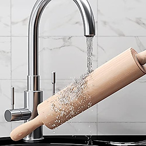 HelferX 17.6 inch Wooden Rolling Pin for Baking - Long Dough Roller for All Baking Needs